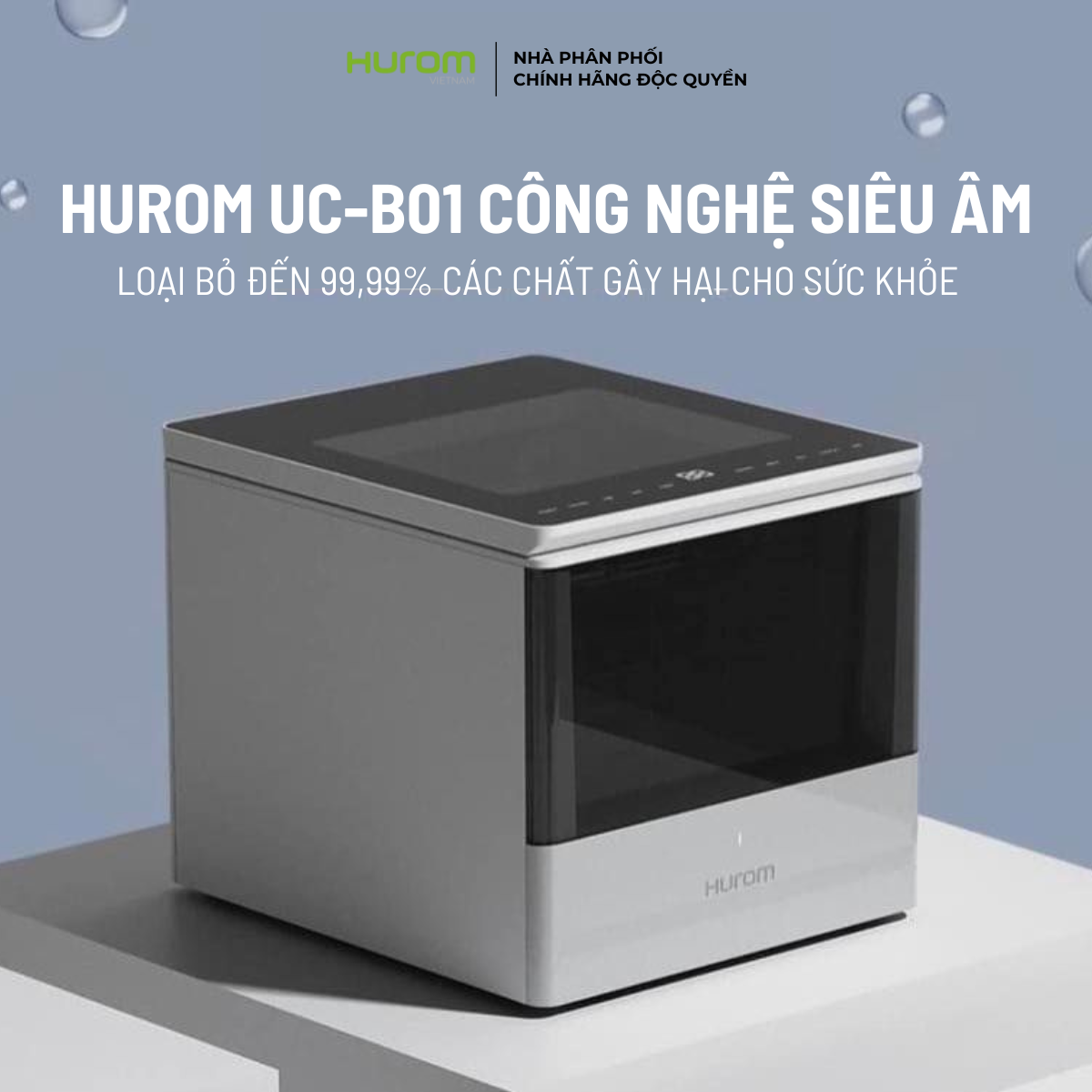 Máy rửa thực phẩm Hurom UC-B01 công nghệ siêu âm - Bảo hành chính hãng 3 năm - Phân phối độc ...