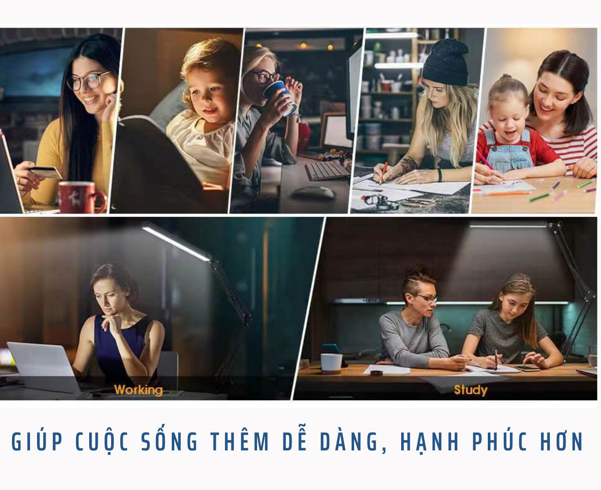 Đèn bàn học TA110 Bóng LED Chống Cận 12W Đổi 3 Màu Ánh Sáng Tăng Giảm ...