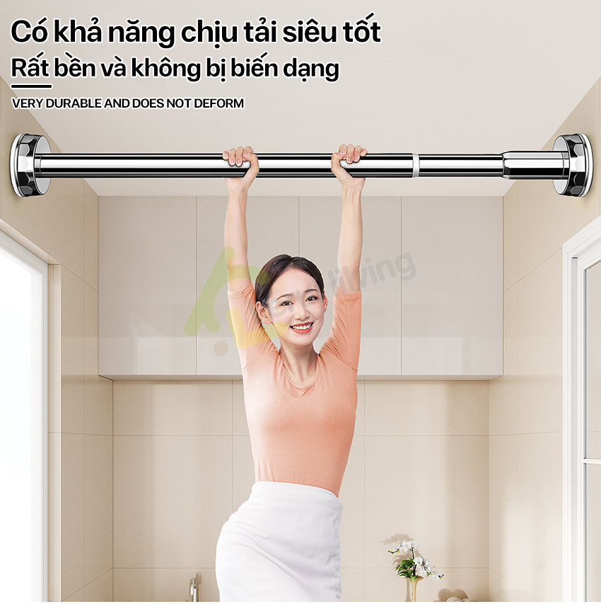 Thanh treo quần áo không khoan tường chịu lực cao AISHA,thanh treo quần áo,móc treo nhiều kích ...