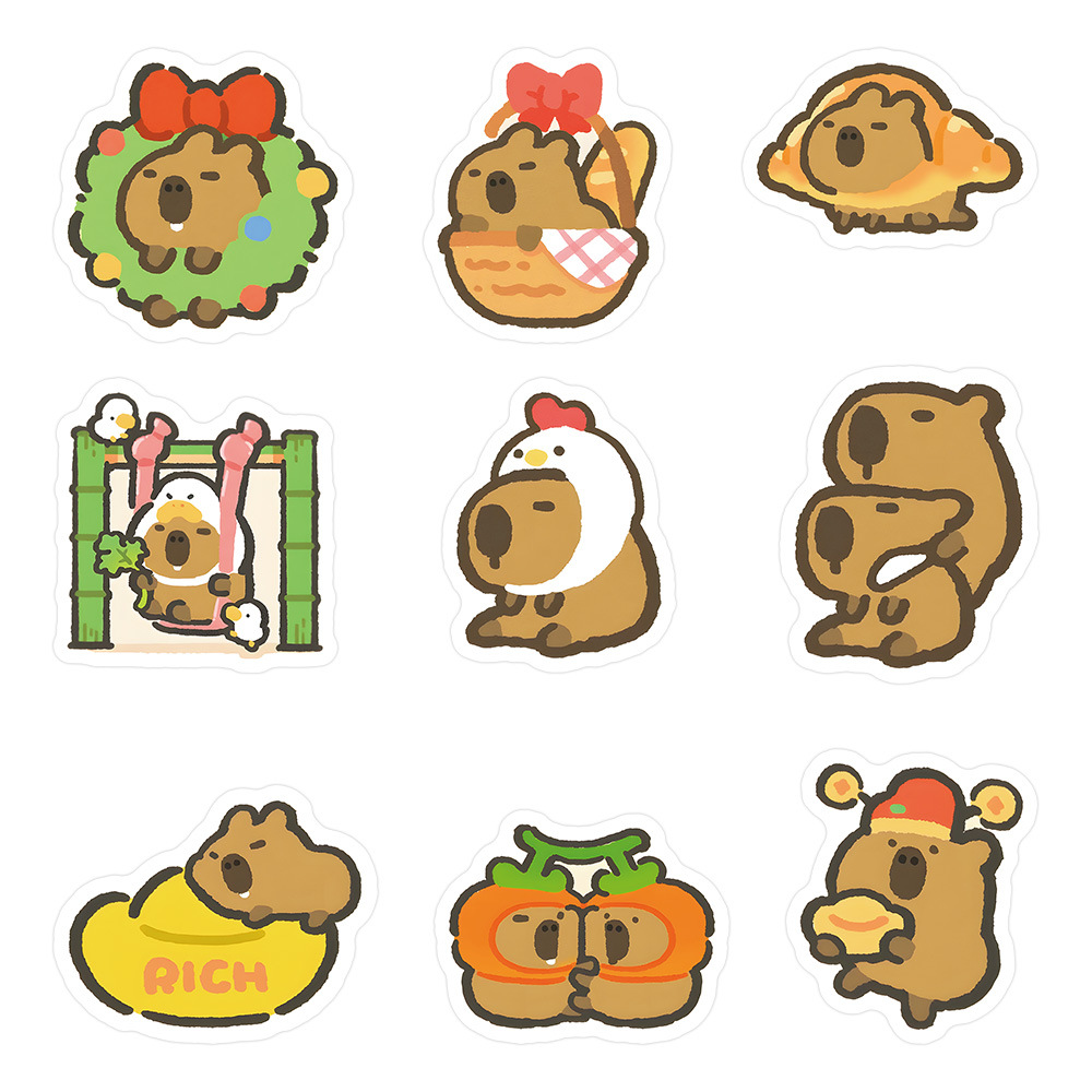 100 sticker capybara hài hước dễ thương chủ đề meme dùng trang trí cho ...