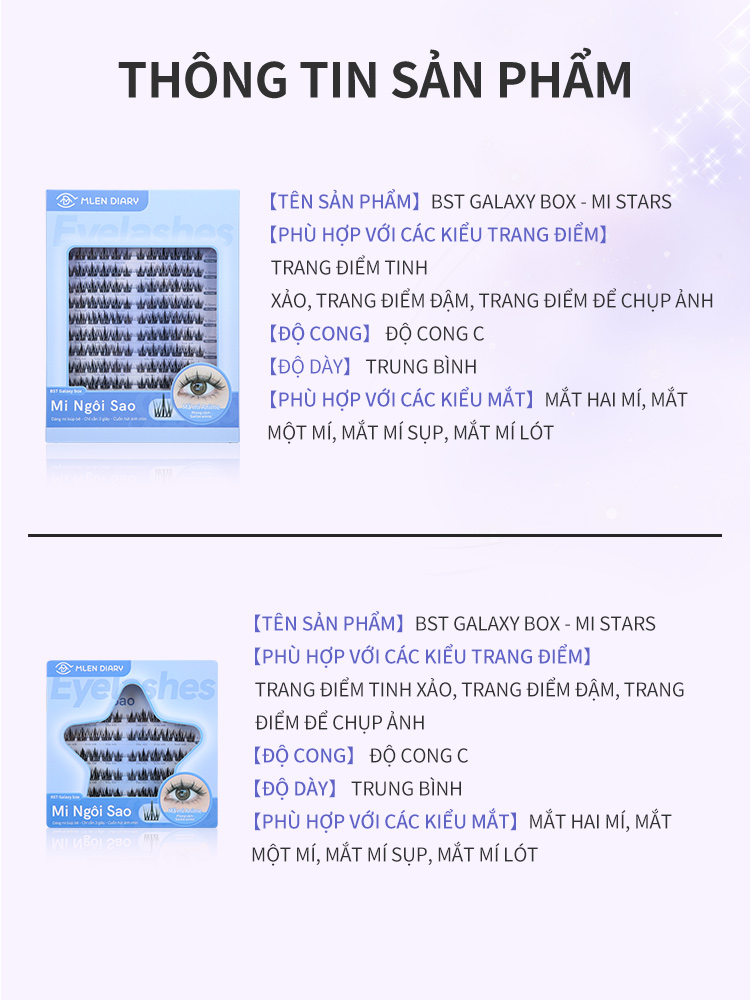 BST GALAXY BOX MLEN DIARY CHÍNH HÃNG-TỔNG HỢP SUN,MOON,STAR Mi Cụm Mềm ...