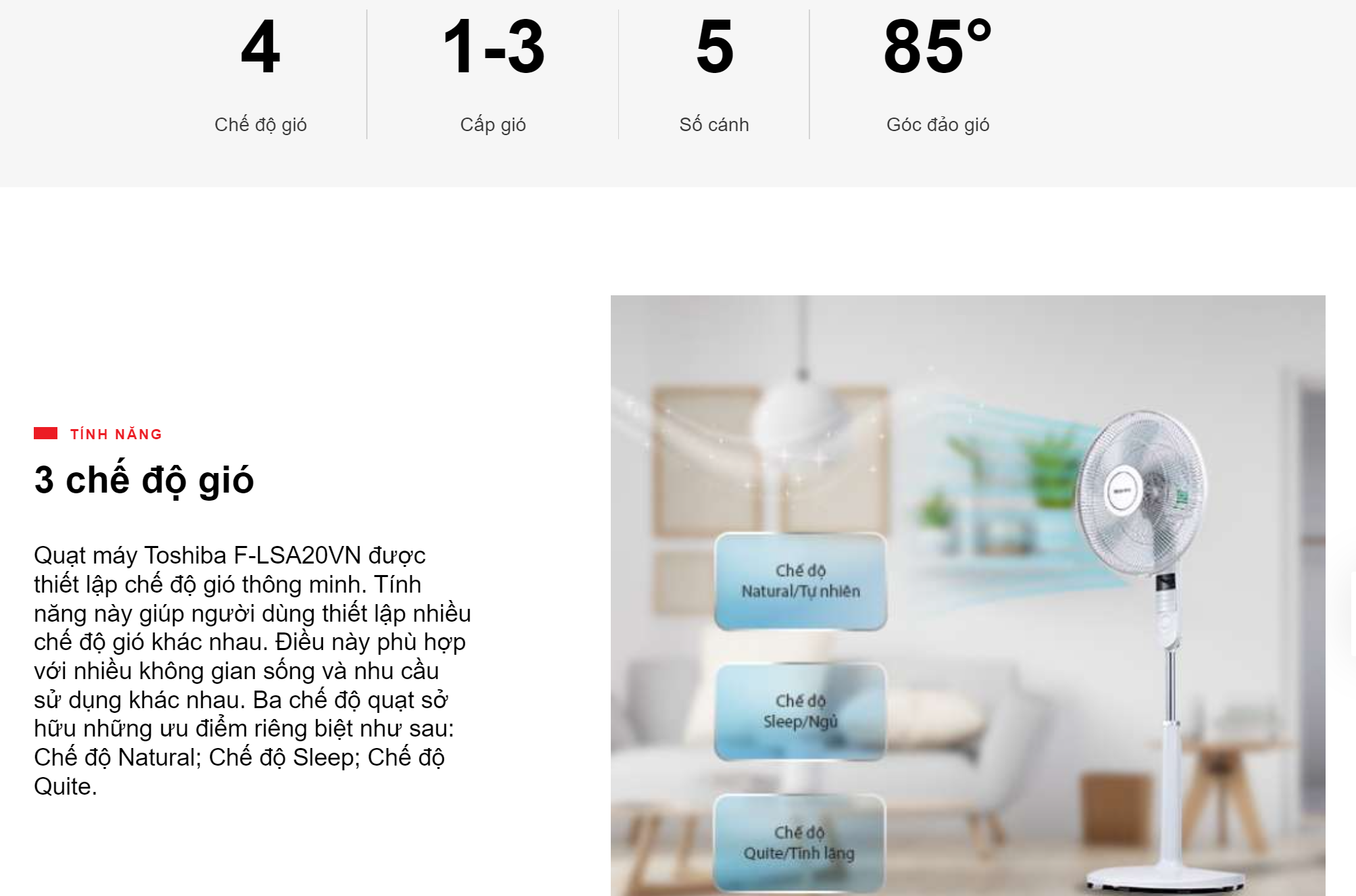 Quạt đứng Toshiba F-LSA20(W)VN - Chính hãng Toshiba Việt Nam - Bảo hành 12 tháng | Shopee Việt Nam