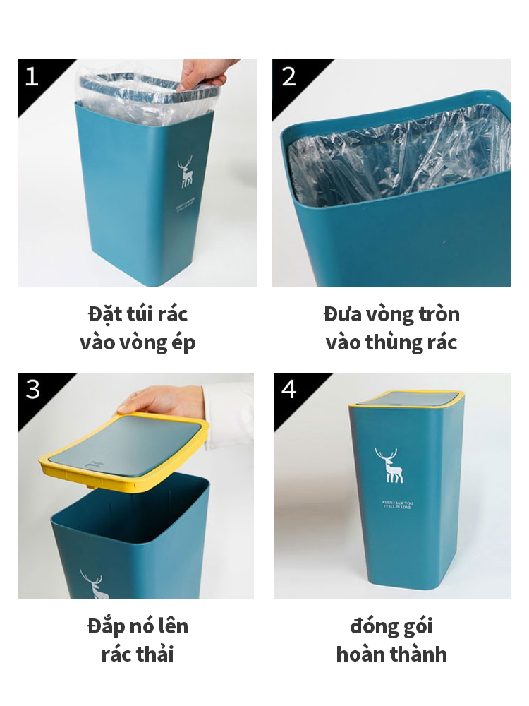 ICON Thùng rác có nắp chống thấm nước khử mùi thiết kế bật lên bằng nút ...
