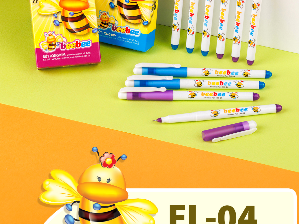 Hộp 10 cây Bút lông kim Beebee Thiên Long FL-04 - Bút mực nước ngòi 0 ...