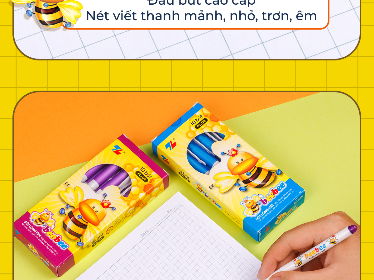 Hộp 10 cây Bút lông kim Beebee Thiên Long FL-04 - Bút mực nước ngòi 0 ...