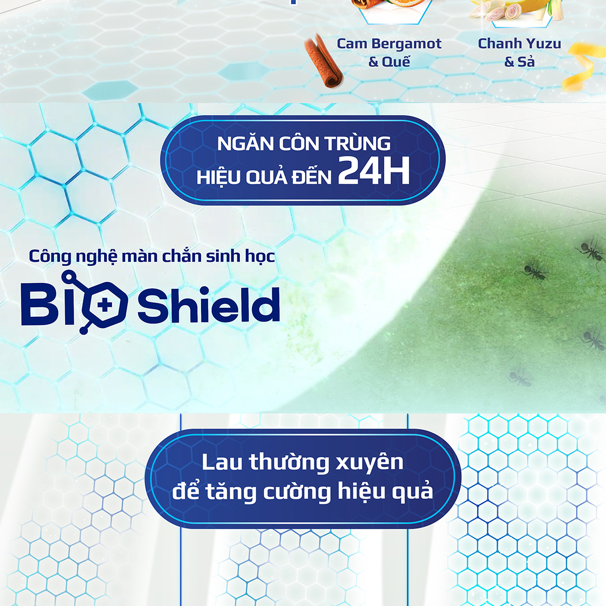 Nước lau sàn Sunlight BIOSHIELD Ngăn côn trùng hiệu quả | Túi 3,4 KG | Hương Chanh Yuzu & Sả ...