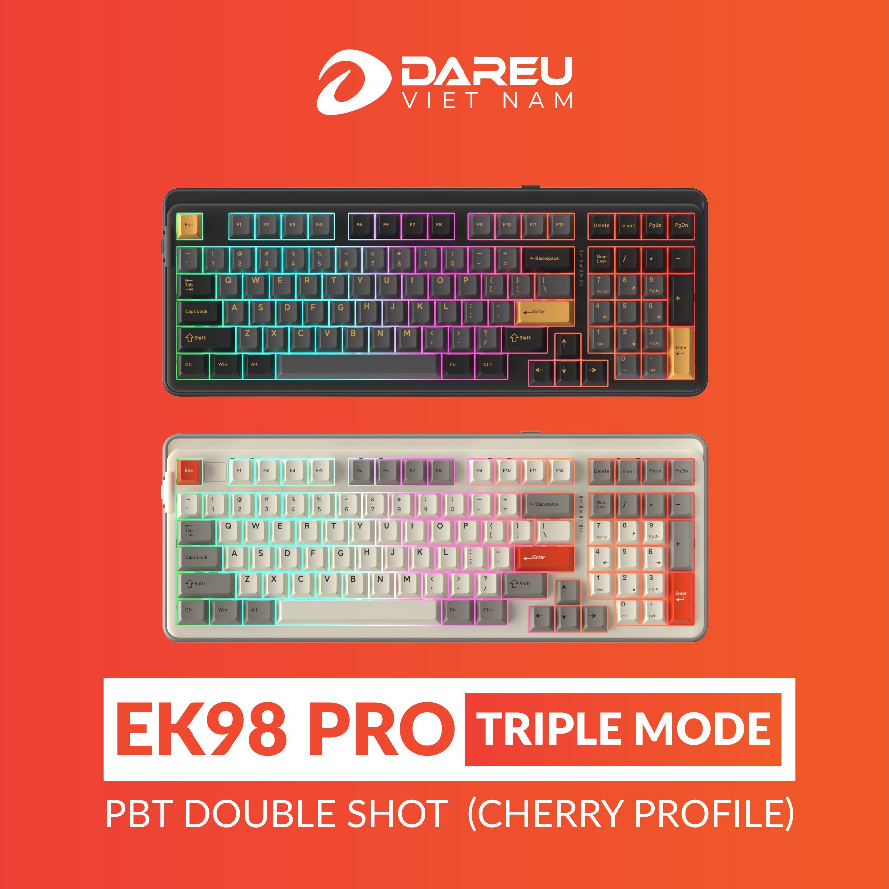 Bàn phím cơ Dareu EK98 Pro BLACK GOLDEN / PROTO (LED RGB ,Triple Mode ...