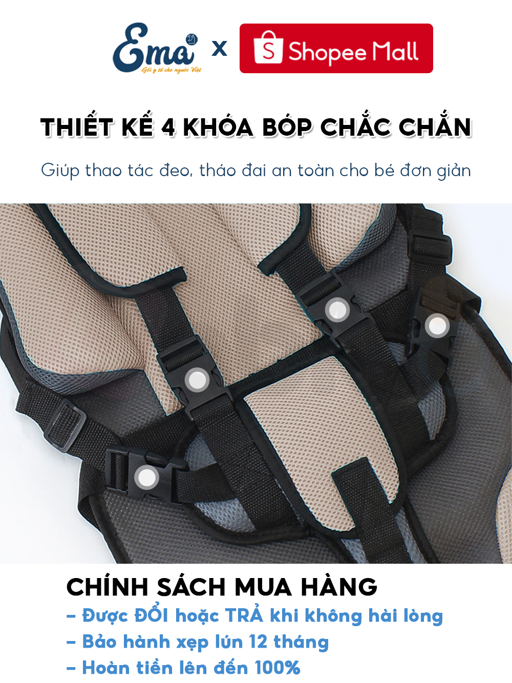Đai ngồi ô tô cho bé EMA - Đai bảo vệ an toàn cho bé, dễ sử dụng và ...