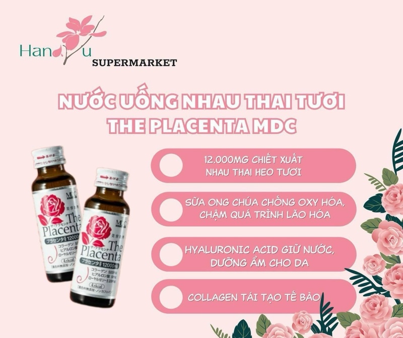 Nước uống nhau thai tươi The Placenta MDC sáng bóng da, ngăn ngừa nám ...
