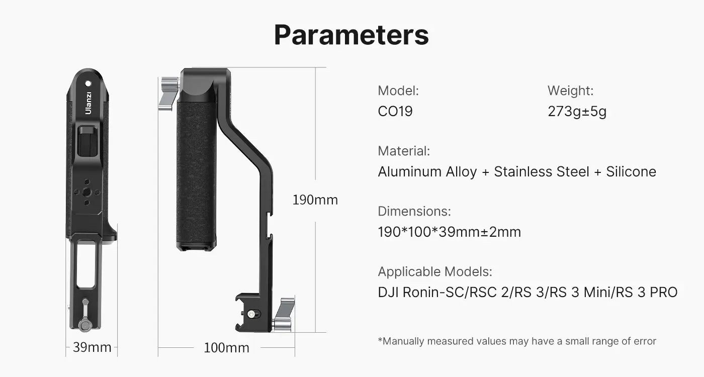 Ulanzi Claw CO19 Quick Release Tay cầm phụ cho gimbal DJI RS 3/RS 3 Mini/RS 3 Pro/Ronin-SC/RSC 2 ...
