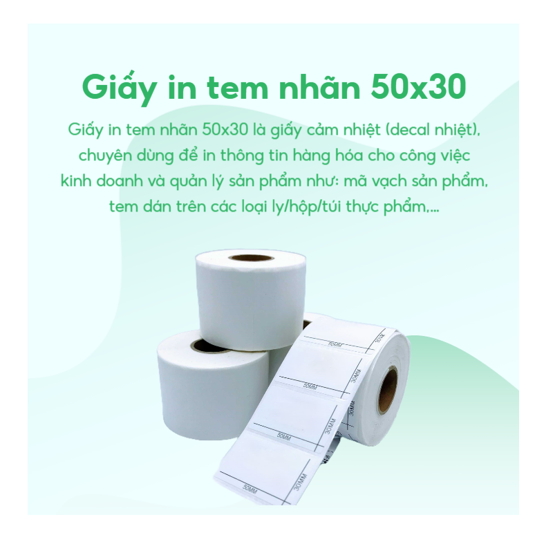 [Ocha - Chính hãng] Giấy in tem nhãn HTCORP 50 x30 - Combo 5 cuộn ...