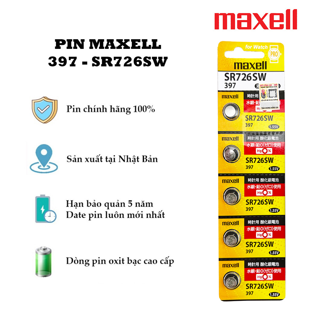 Pin Maxell 397 SR726SW Made in Japan dùng cho cmos, thiết bị điện tử ...
