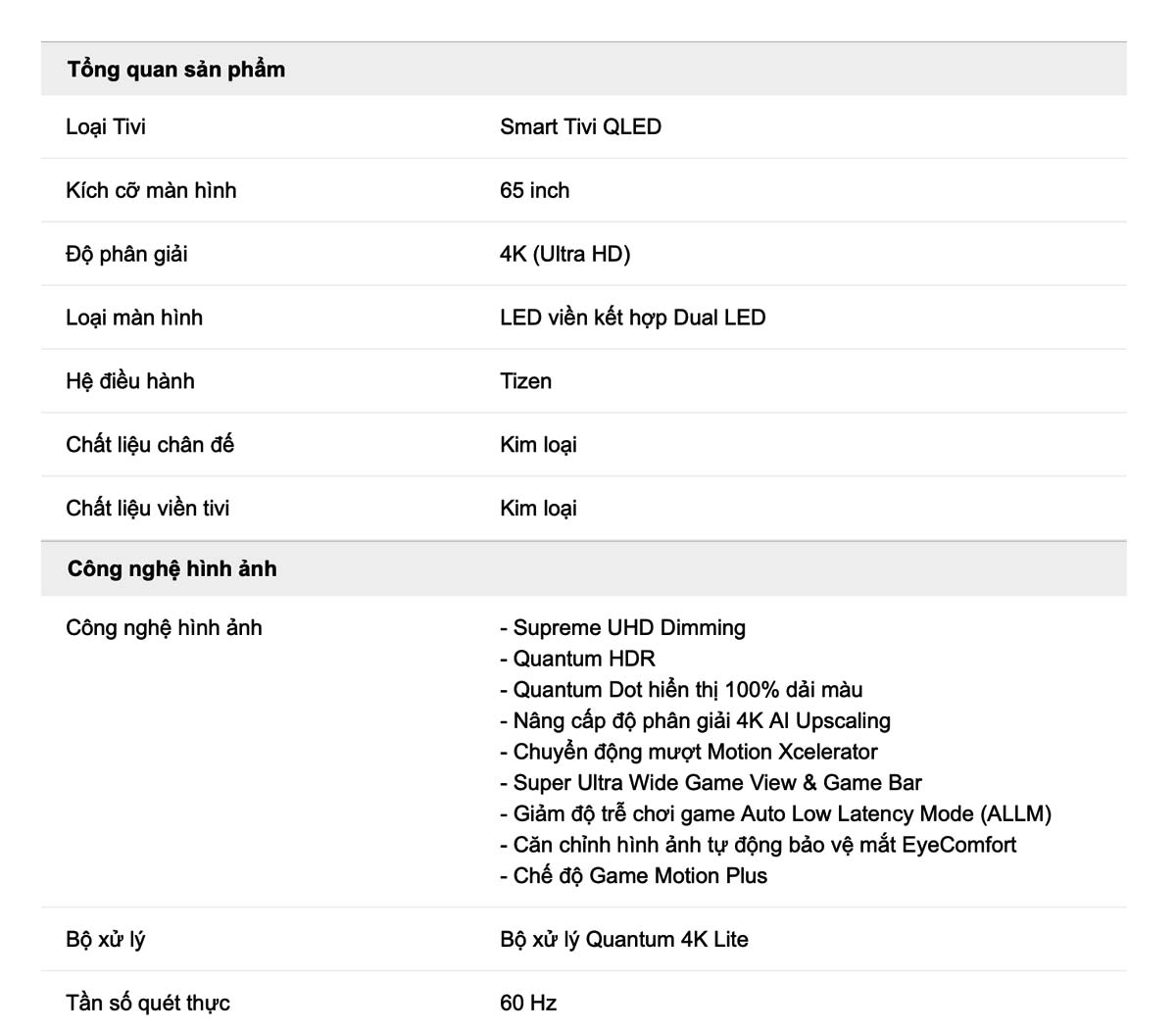 Smart Tivi Samsung QLED Q60DAKXXV | Shopee Việt Nam