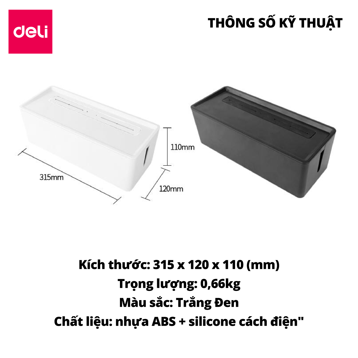Hộp Đựng Ổ Cắm Điện Deli Tiết Kiệm Không Gian Hộp Nhựa Abs Đựng Giắc