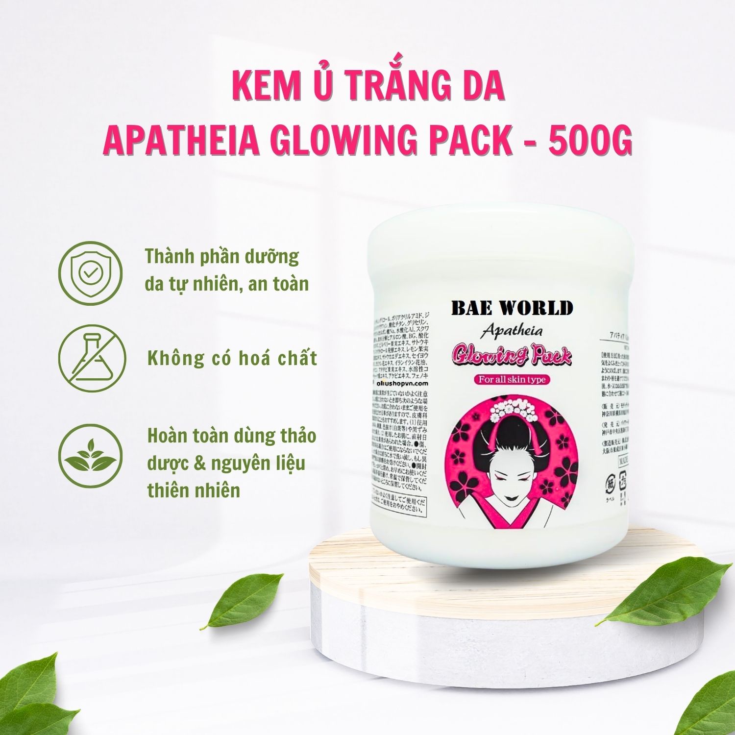 Combo Kem ủ trắng cô gái Apatheia Glowing Pack Bae World Nhật Bản 500g ...