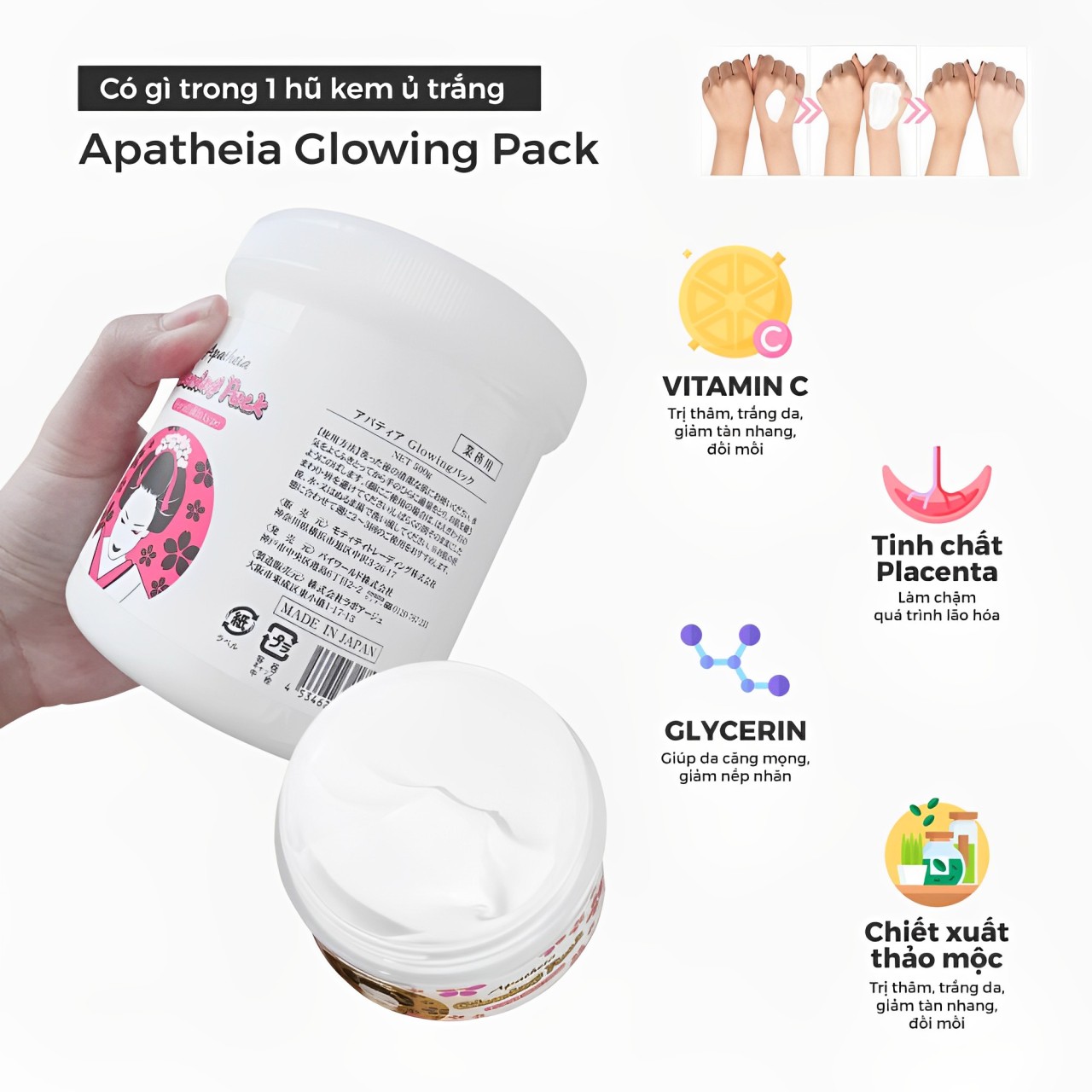 Combo Kem ủ trắng cô gái Apatheia Glowing Pack Bae World Nhật Bản 500g ...