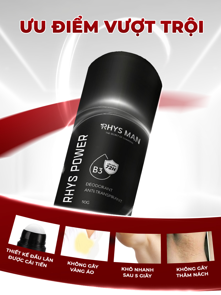Lăn khử mùi RHYS MAN khử mùi kiểm soát mồ hôi Rhys Power 50ml | Shopee ...