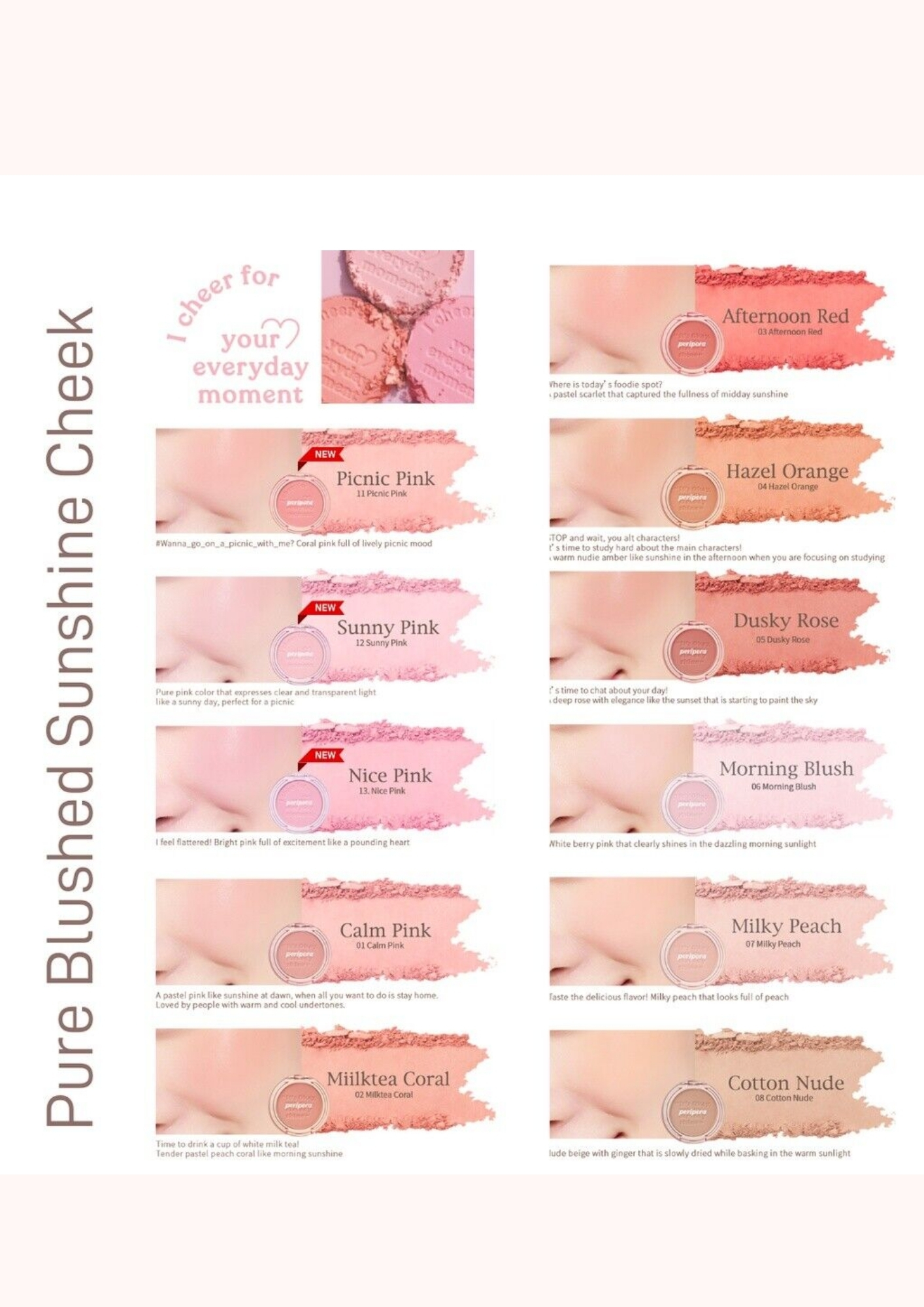 Phấn Má Hồng Peripera Pure Blushed Sunshine Cheek Đủ Màu [Calm Pink ...