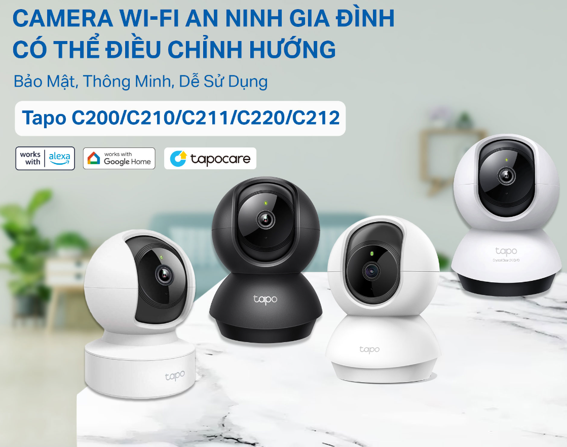Camera Wifi trong nhà TP-Link Tapo C200/ C202/ C222/ C211/ C212/ C220 Full HD 2MP/3MP/2K QHD ...