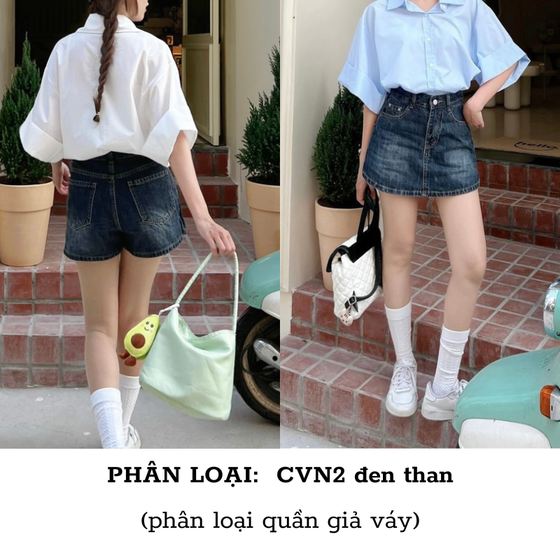 Chân váy jean bò dáng ngắn chữ A có lót trong cạp cao không co giãn giả ...
