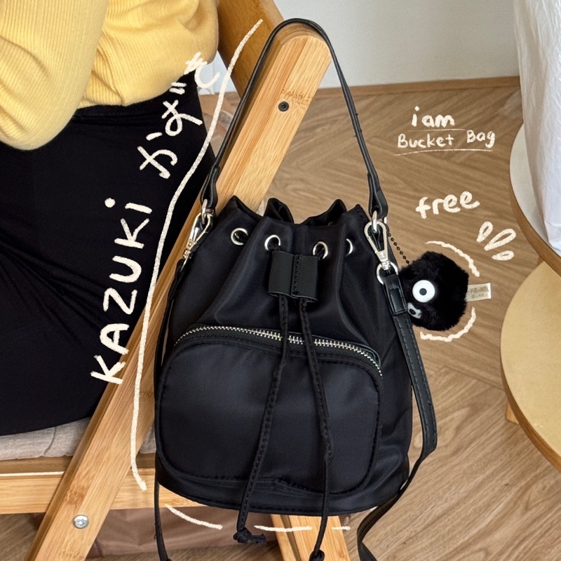 [ Tặng Kèm Charm ] Kazuki かずき Bucket Bag - Túi Bucket Nylon Gọn Nhẹ KAZUKI ( Ouithebrand ...