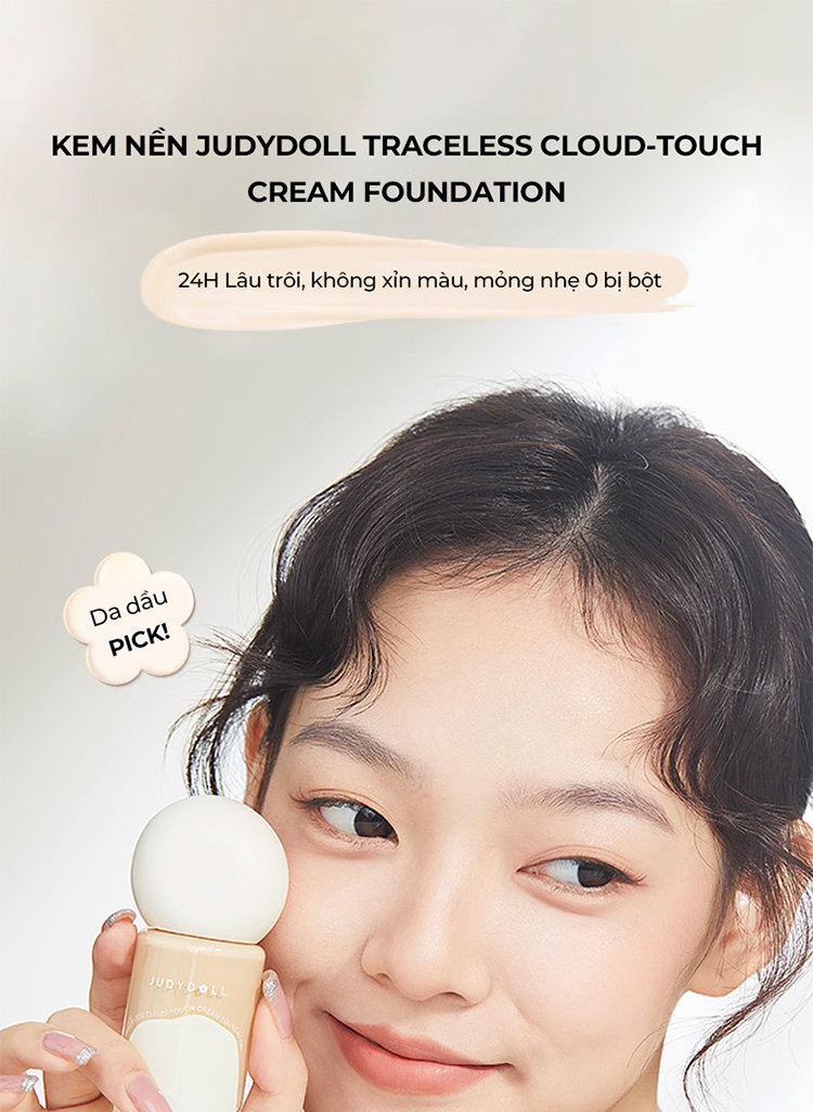 JUDYDOLL Kem nền Traceless Cloud-Touch Cream Foundation Tự nhiên Chống nước Chống lem Dành cho ...