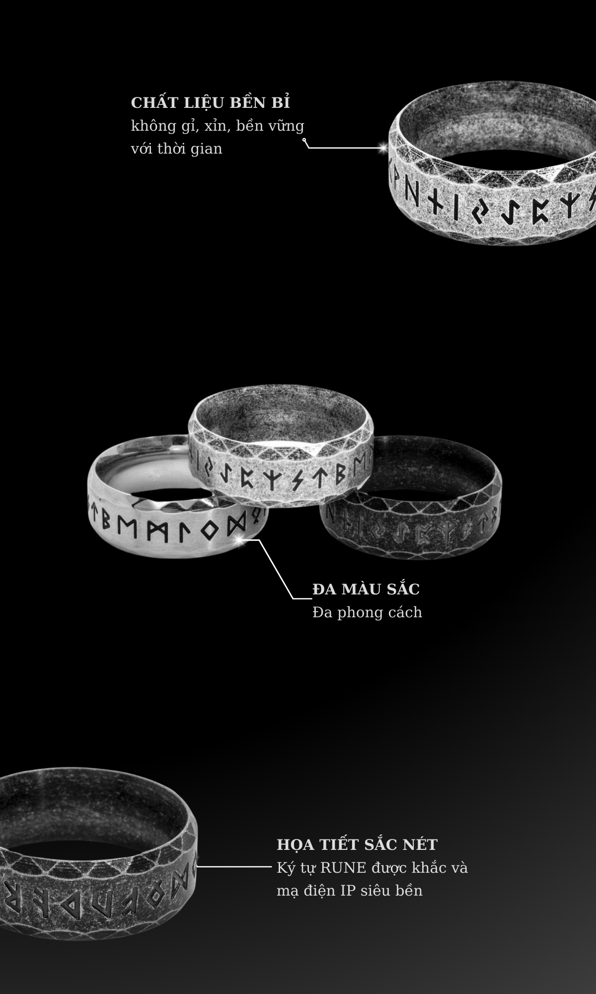 Nhẫn nam Mercury Rune Viking-Trang sức, phụ kiện đeo tay thời trang ...