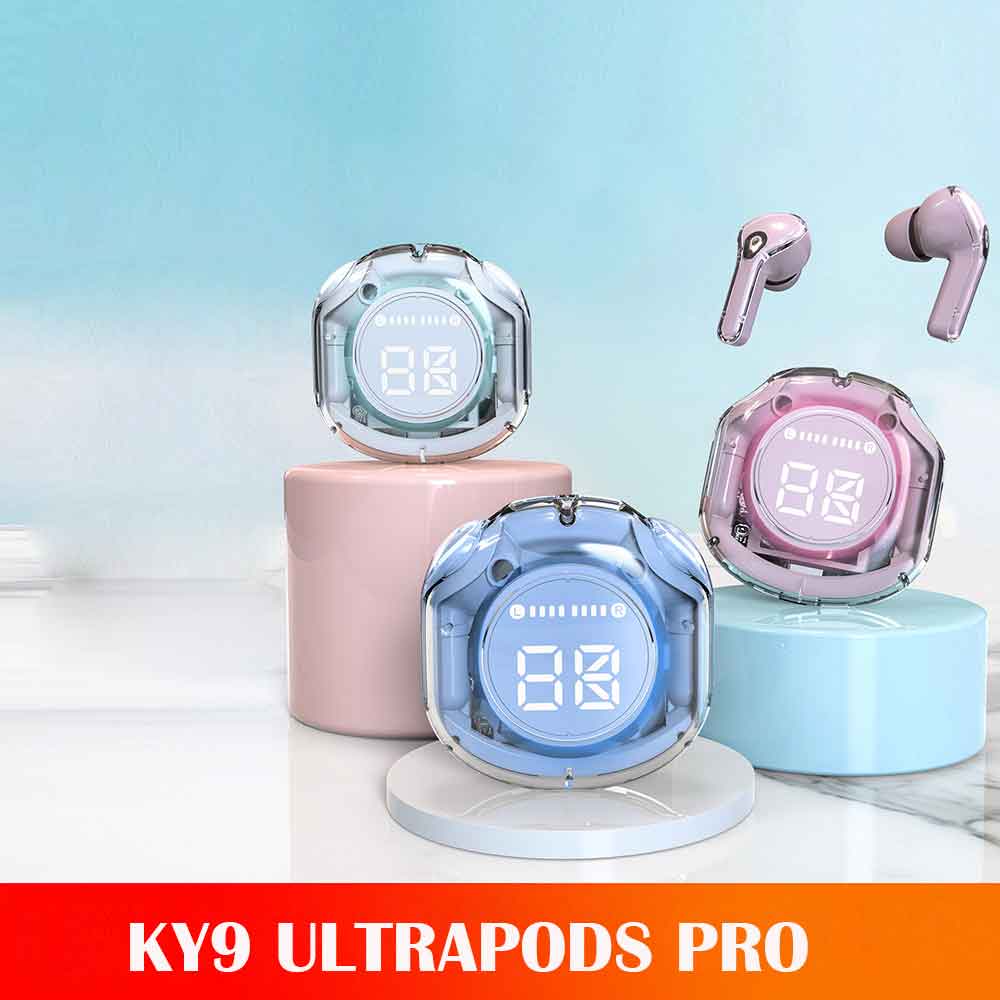 Tai nghe bluetooth KY9 Ultrapods Pro cảm ứng, bass hay, siêu nhỏ gọn, có mic đàm thoại, nghe ...