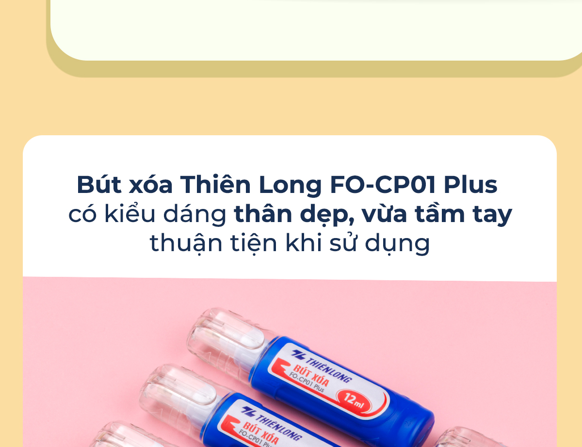 Bút xoá nước 12ml Thiên Long Flexofice FO-CP01 PLUS che phủ tốt, không bị lem, nhoè; mực xóa ...