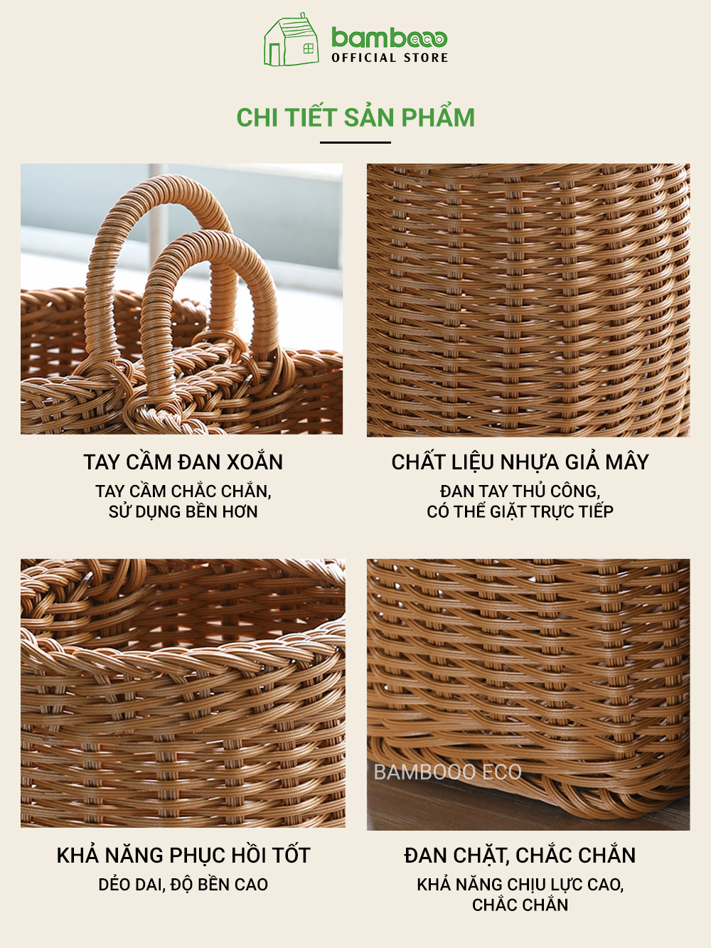 Giỏ mây nhựa treo tường BAMBOOO ECO đa năng đựng đồ khô | Shopee Việt Nam