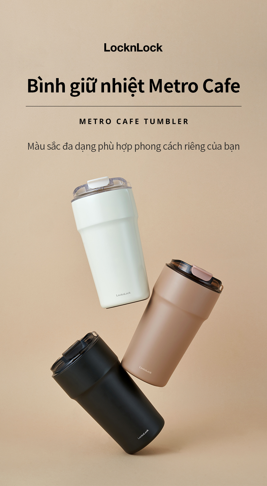 Ly giữ nhiệt LocknLock Metro Cafe Tumbler LHC4357 500ml, LHC4359 650ml ...