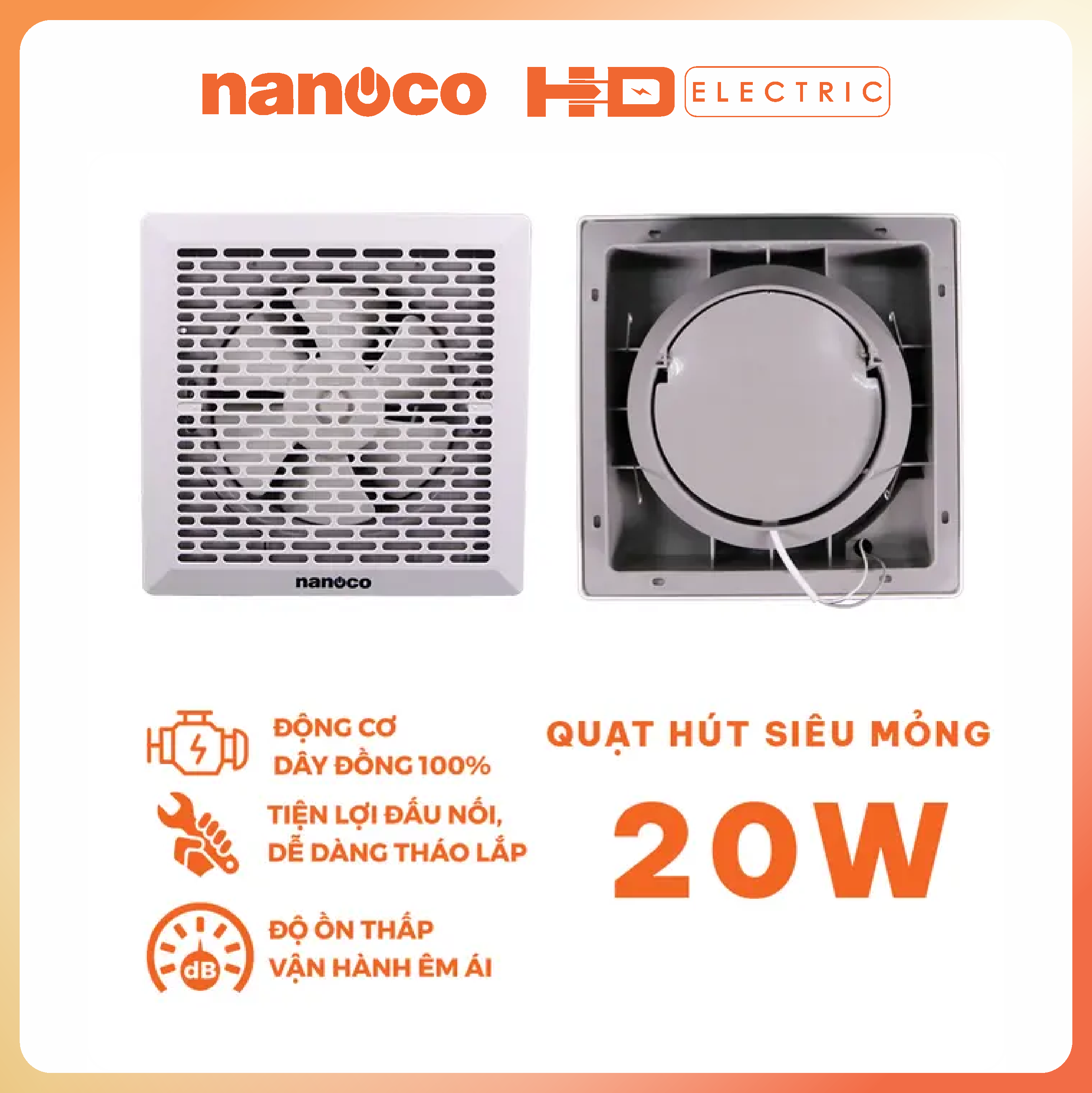 Quạt hút siêu mỏng Nanoco NMV1523 12W NMV2023 20W NMV2523 24W gắn tường ...