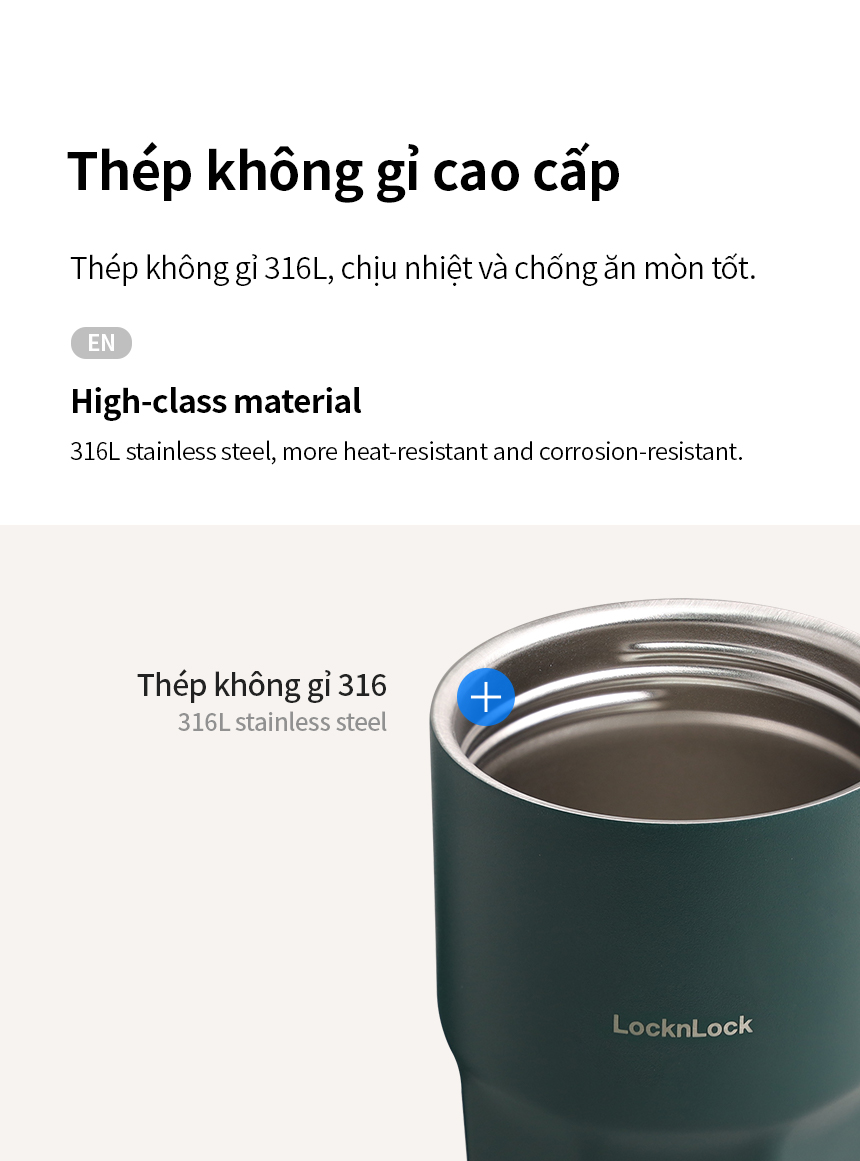 Bình giữ nhiệt LocknLock Vacuum Coffee Tumbler 460ml 2 màu bằng thép không gỉ 316L sơn tĩnh điện ...