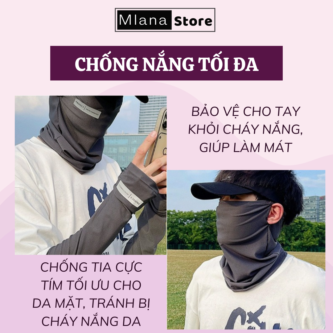COMBO khăn che mặt kèm găng tay dài MLANA Chống nắng, chống bụi - Style ...