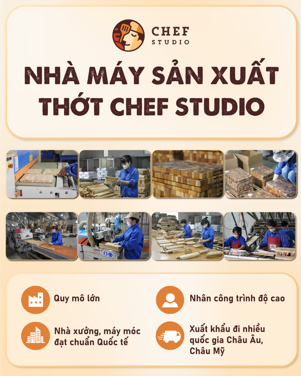 Thớt gỗ Teak (gỗ Giá Tỵ) Chef Studio cao cấp hình chữ nhật, hình tròn,đa dụng, an toàn cho sức ...
