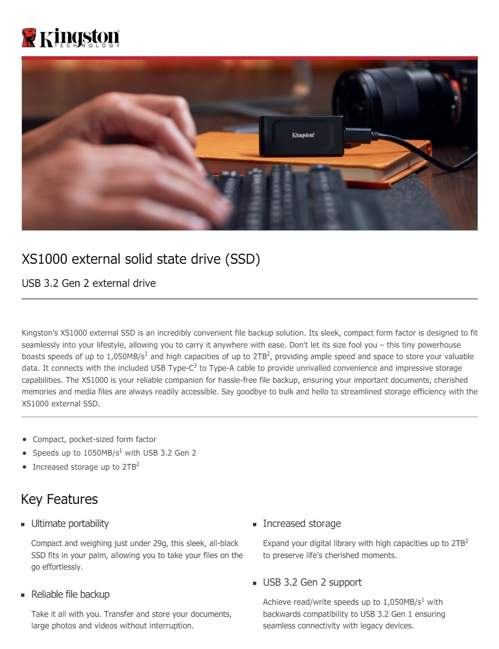 (Lagihitech) Ổ Cứng Di Động SSD Kingston XS1000 1TB / 2TB SXS1000/1000G ...