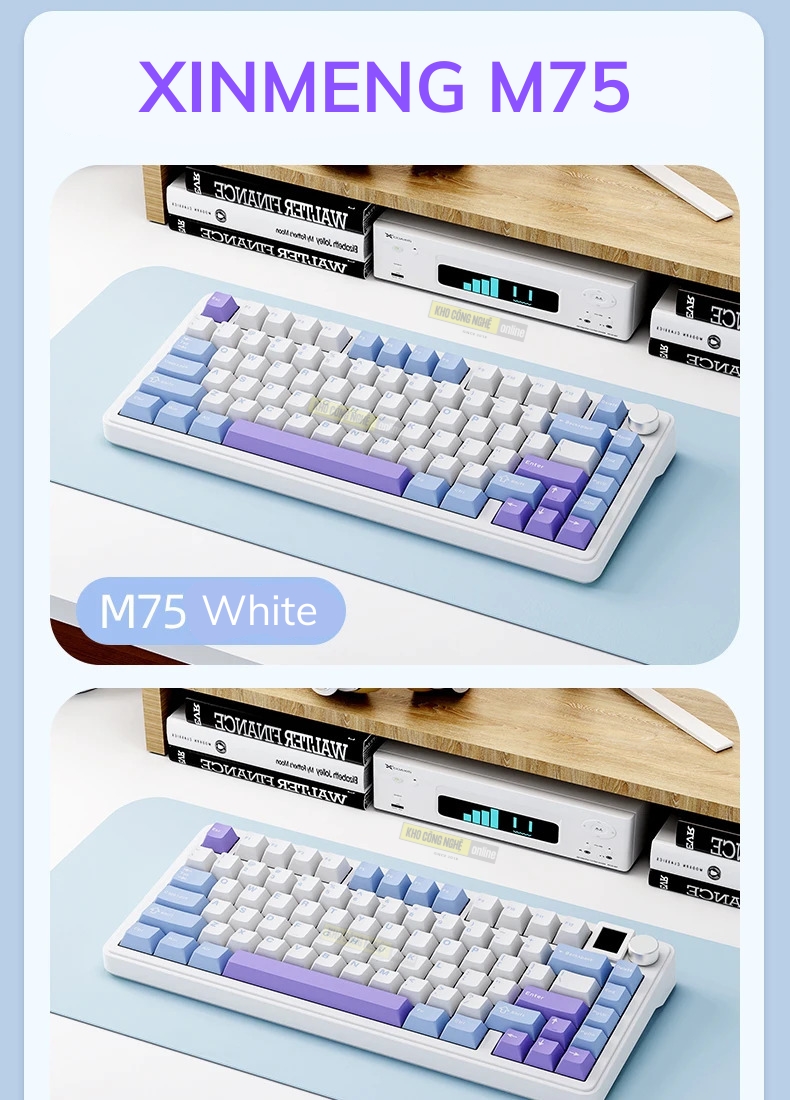Bàn Phím Cơ Xinmeng M75 Pro Không Dây, Màn Hình, Mạch Xuôi, Led RGB, Kết Nối 3 Modes | Shopee ...