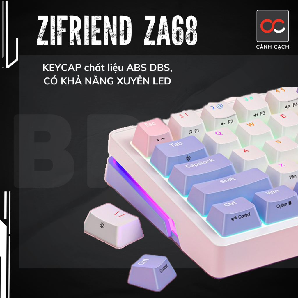 Bàn phím cơ có núm ZA68 ZIFRIEND KHÔNG DÂY | Shopee Việt Nam