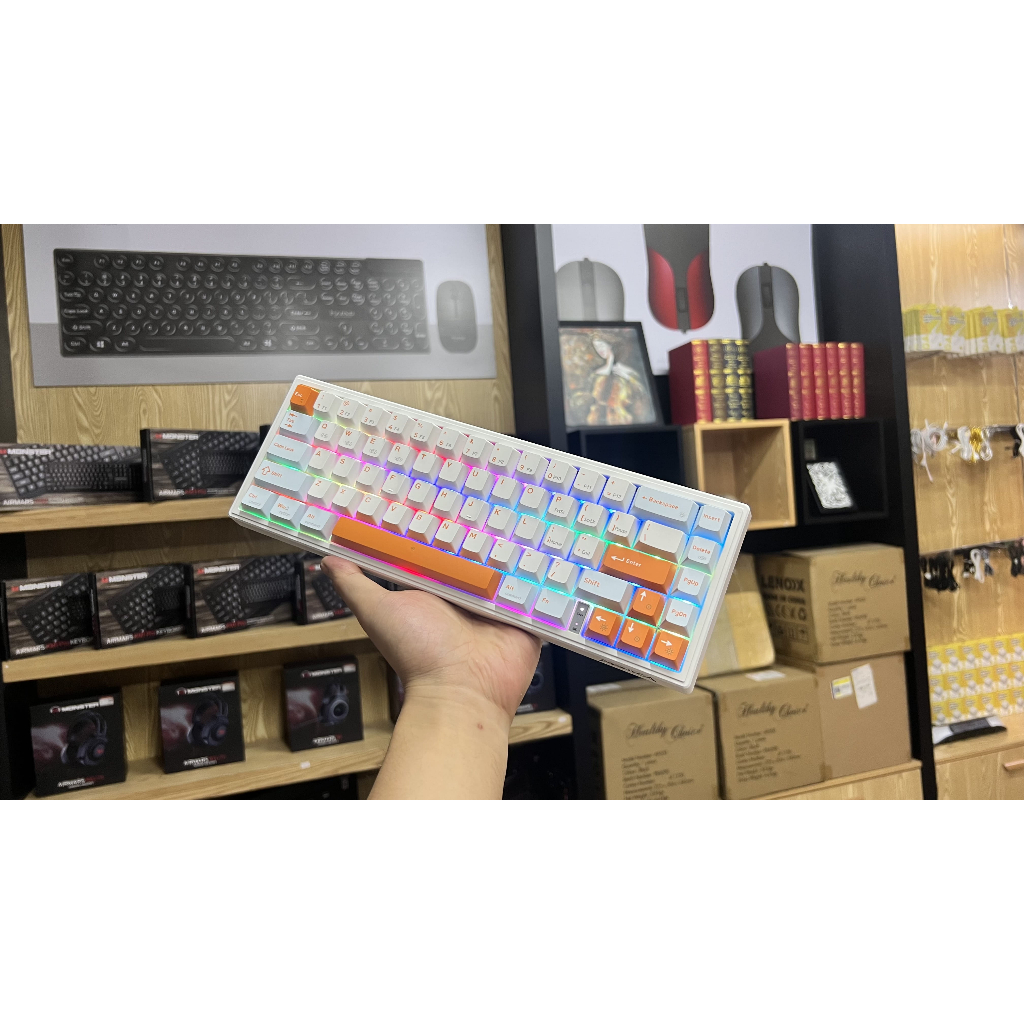 Bàn phím cơ monka 3067 V2 PRO không dây mạch xuôi led rgb không dây ...
