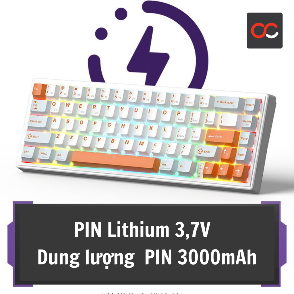 Bàn phím cơ monka 3067 V2 PRO không dây mạch xuôi led rgb không dây ...