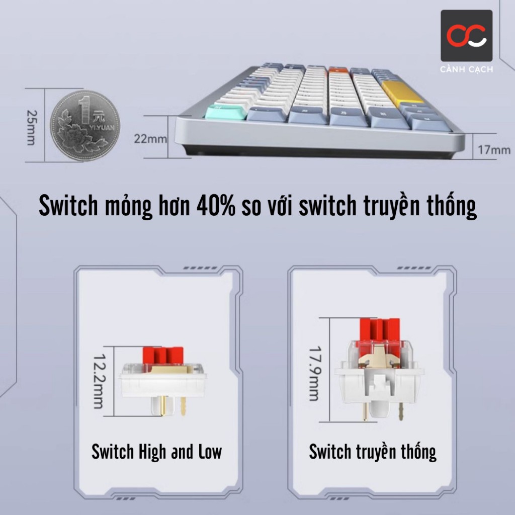 Bàn phím cơ không dây YK75 Low profile Red Switch | Shopee Việt Nam