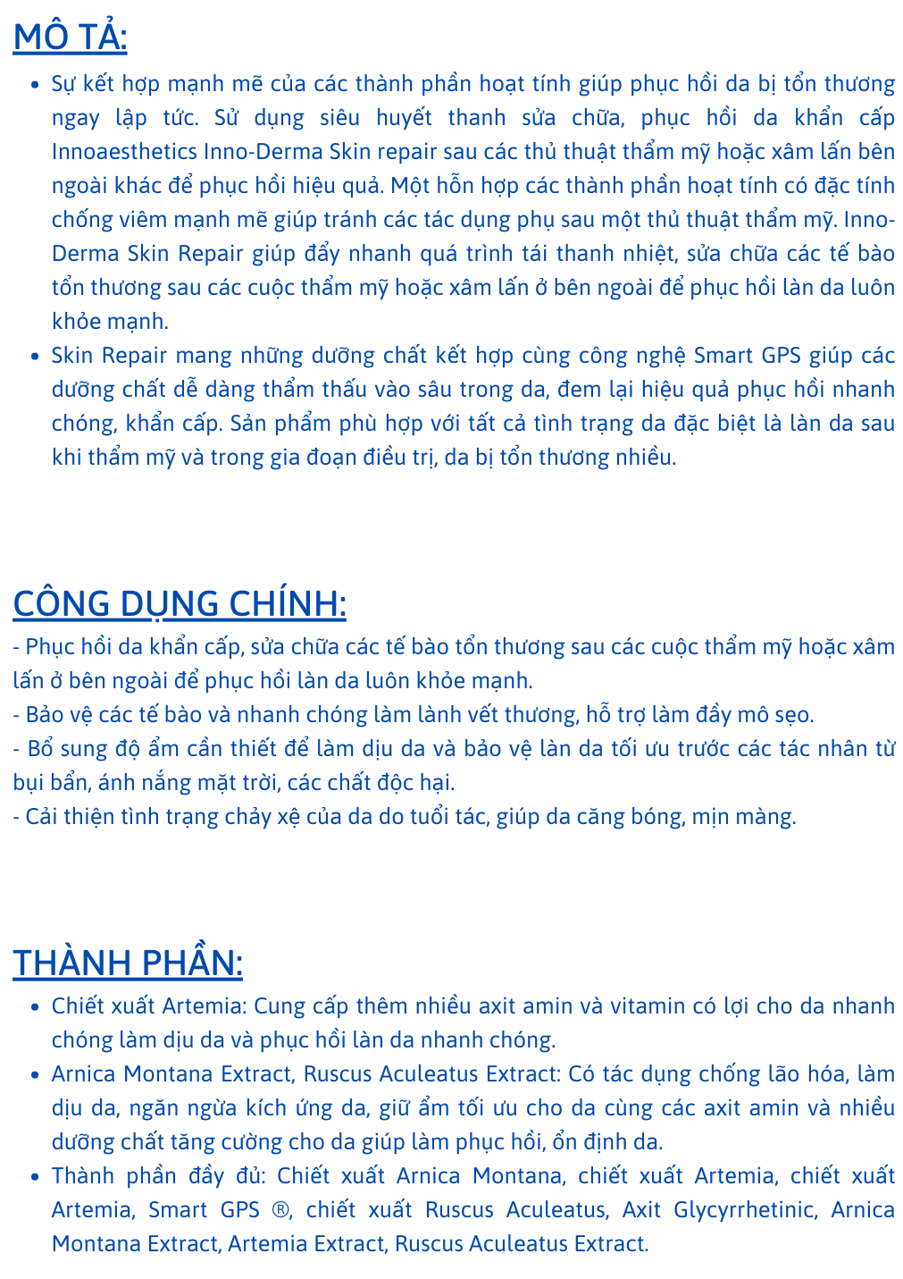 Kem Dưỡng Innoaesthetics Inno-Derma Skin repair sửa chữa, Phục Hồi da ...