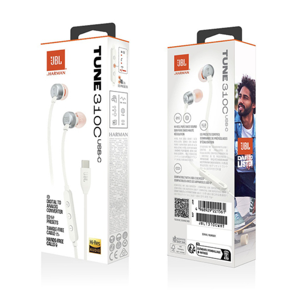 Tai nghe JBL T310C Tune 310C, Kết nối có dây USB Type-C, Bass sâu ấn ...