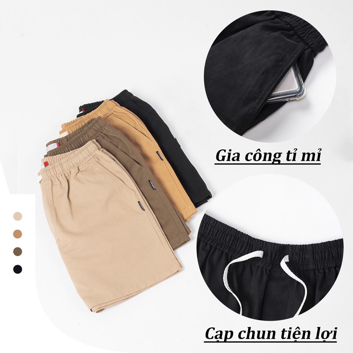 Combo 2 Quần Short Kaki Nam VINTINO Form Đùi Cộc Cạp Chun Vải Kaki Gió ...