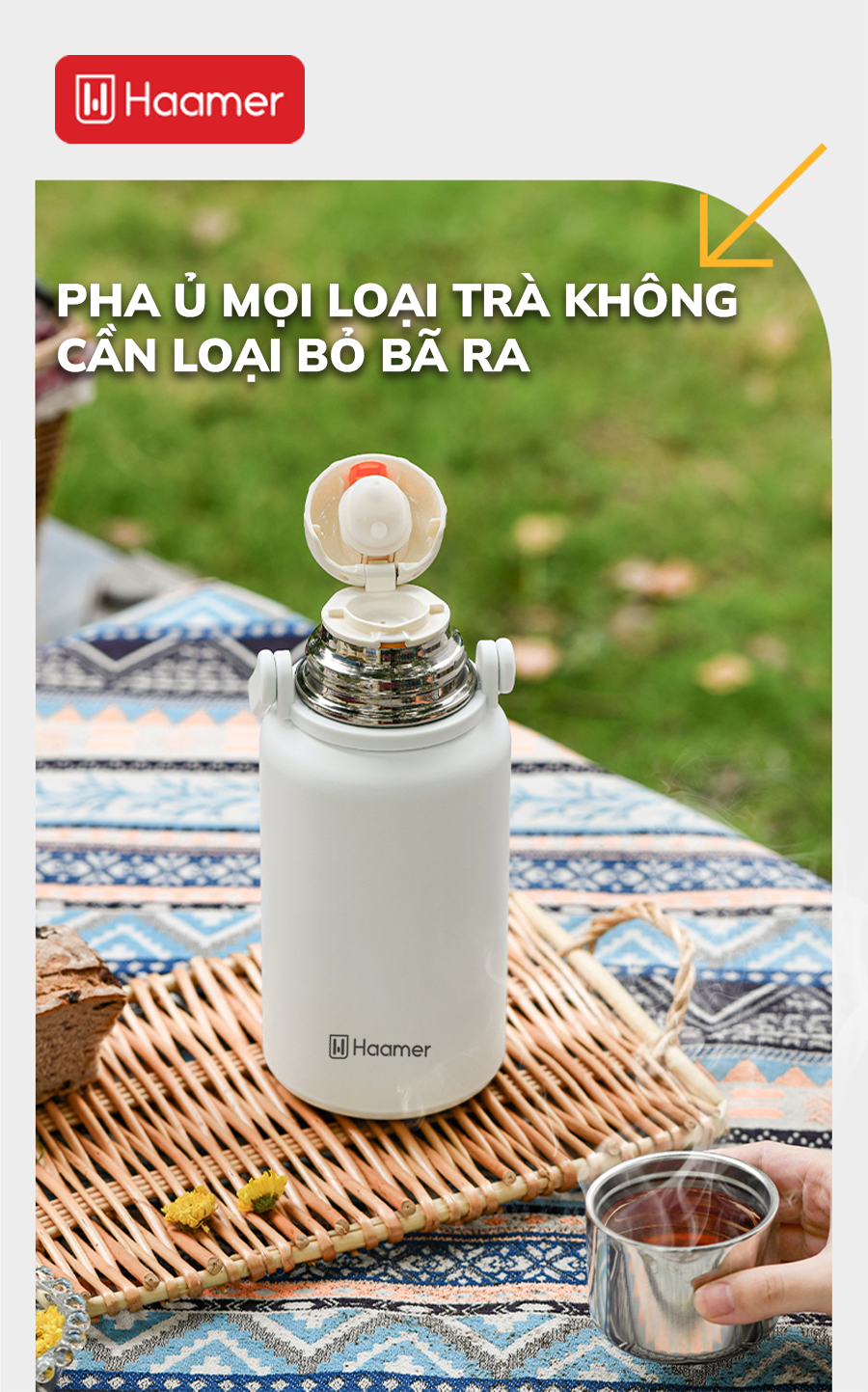 Bình giữ nhiệt Haamer INOX 316 an toàn cho sức khỏe, Dung tích 800ml ...