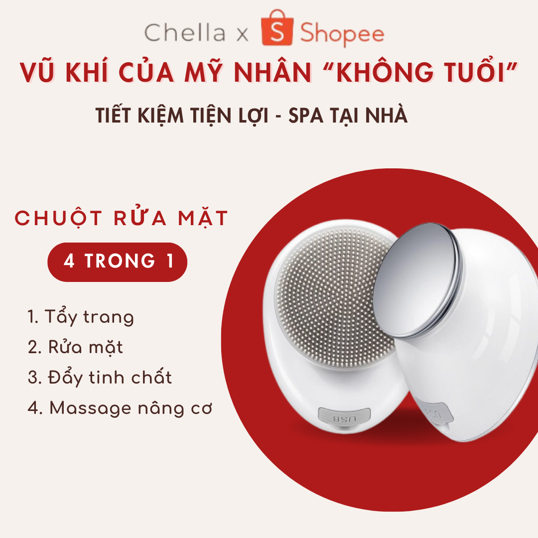 Chuột Rửa Mặt Chella 4 trong 1 hỗ trợ Tẩy Trang, Nâng Cơ, Máy Đẩy Tinh ...