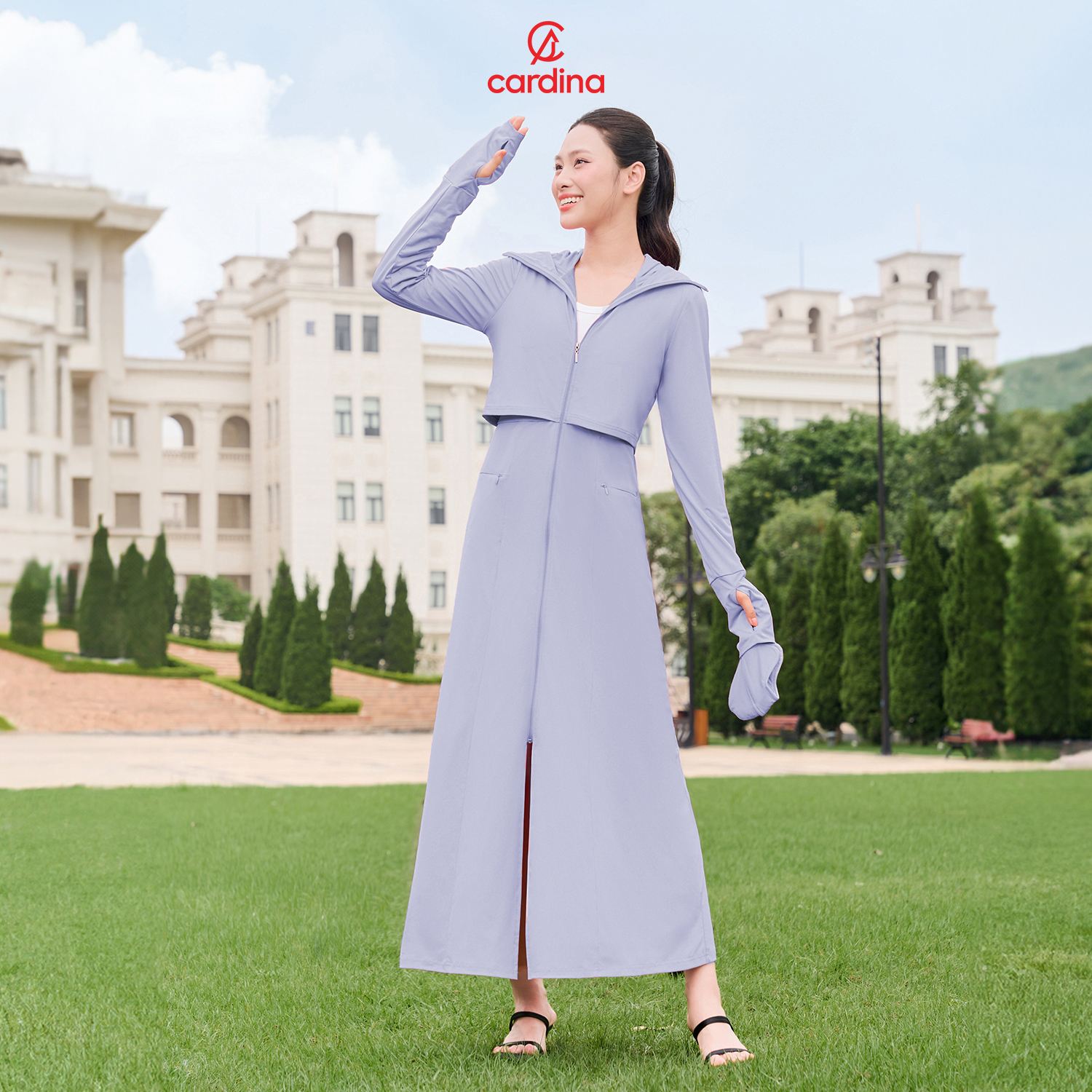 Áo chống nắng nữ CARDINA thiết kế 2 tầng Icetext 2 lớp chống tia cực ...
