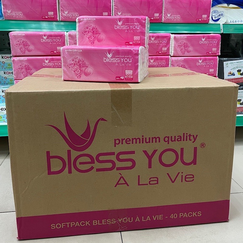 [Combo 10 Gói] Có Mã QR - Khăn Giấy Lụa Rút 2 Lớp Bless You Alavie Gói ...