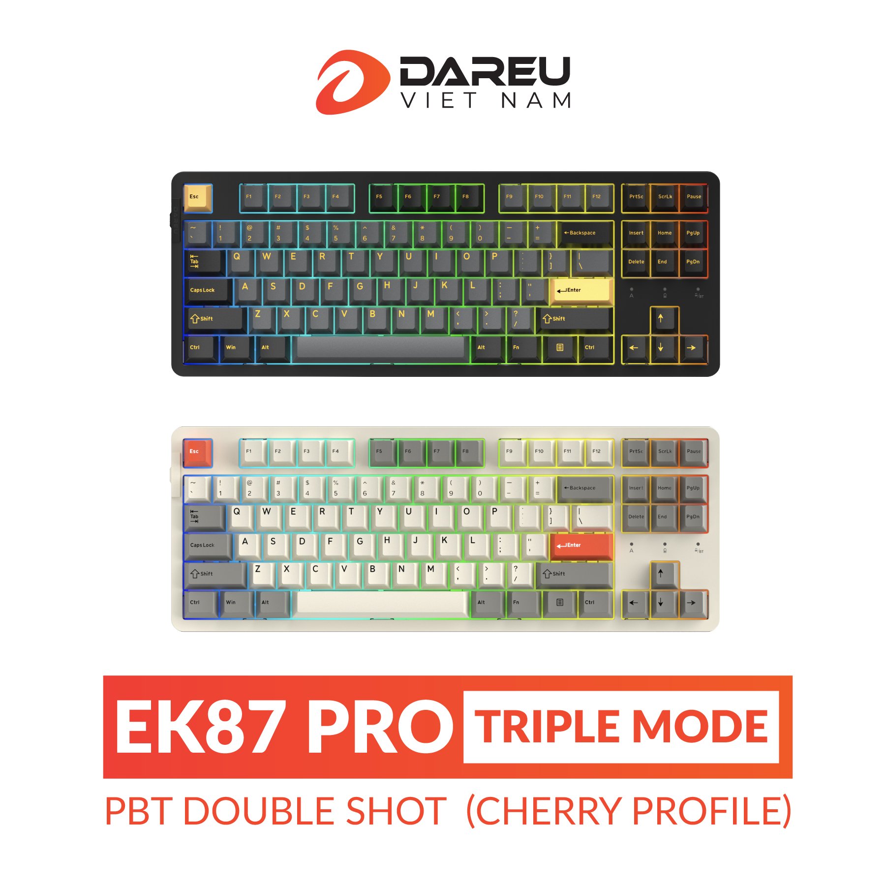 Bàn phím cơ không dây DAREU EK87 Pro - BLACK GOLDEN / PHOTO (Triple Mode,hotswap PBT Double-Shot ...