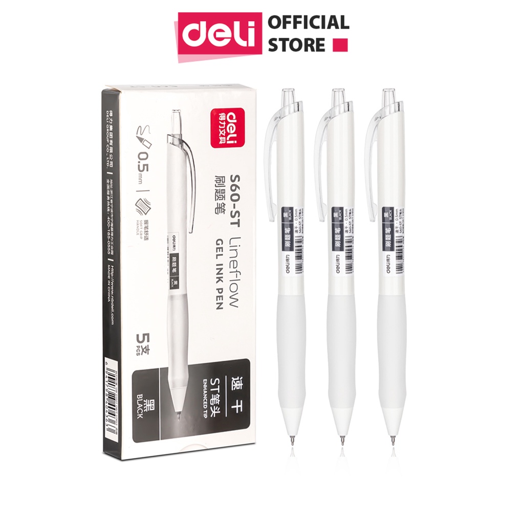Hộp Bút Gel Deli A575 Bút Bi Nước 0.5mm, Bút Bi Bấm Mực Gel Trơn Tru Viết Sổ Caligraphy | Shopee ...